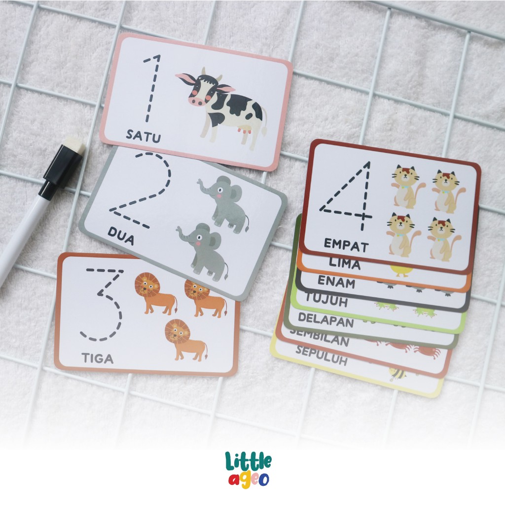 Jual Flash card berhitung & belajar menulis (animals) | Shopee Indonesia