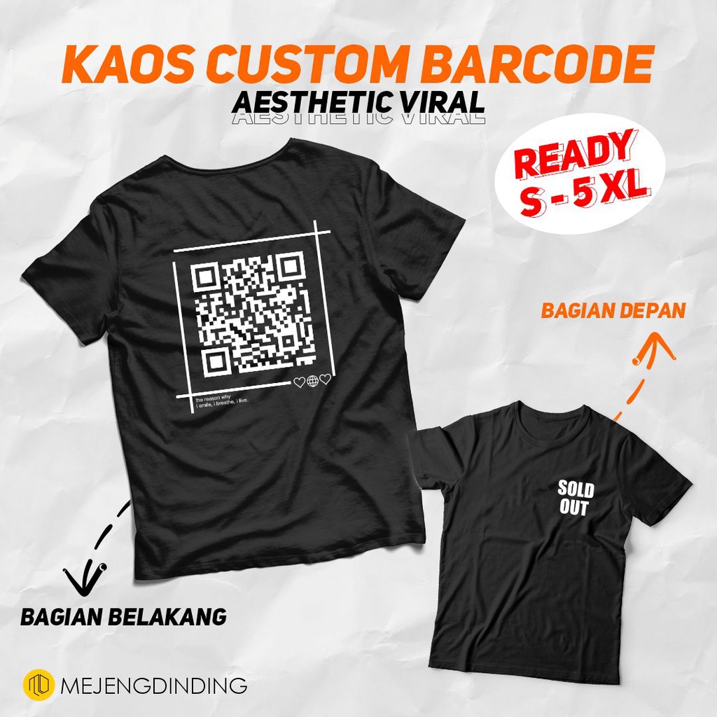 Jual KAOS BARCODE SCAN ME Custom Kaos QR Code / Barcode / Kaos Bucin ...