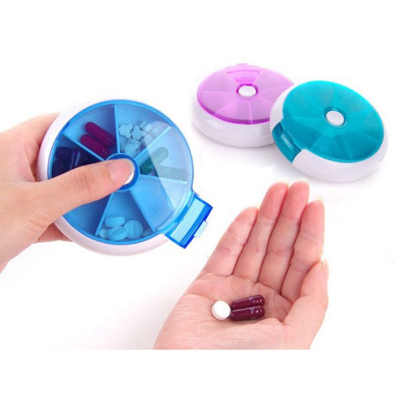 Jual Kotak Obat Bulat 7 sekat/Wadah Obat Vitamin Pil Kapsul Tablet ...
