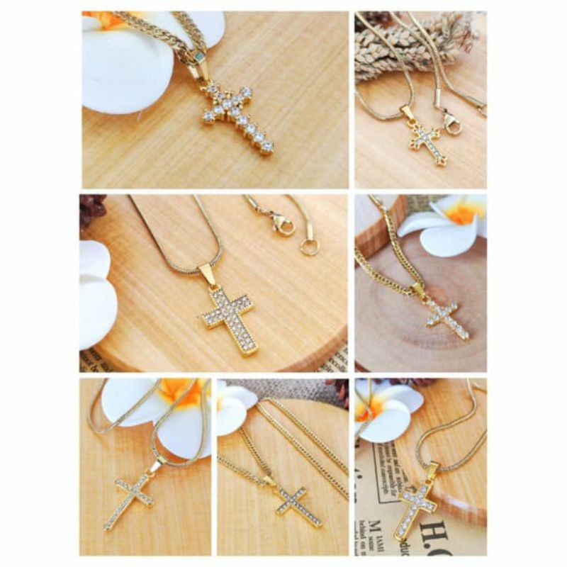Jual kalung Salib Permata Emas Antikarat Titanium Import Bermacam Salib ...