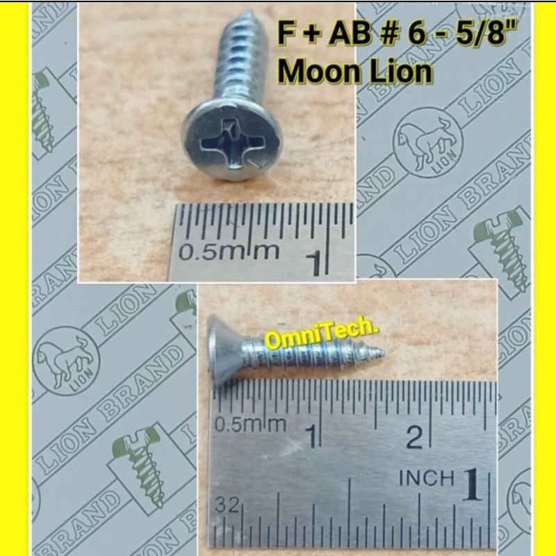 Jual "10 Pcs" Sekrup Tap Tapping Screw FAB FH Kepala Rata (+) Moon Lion 6x5/8" 6 x 5/8" ( 6x1 ...