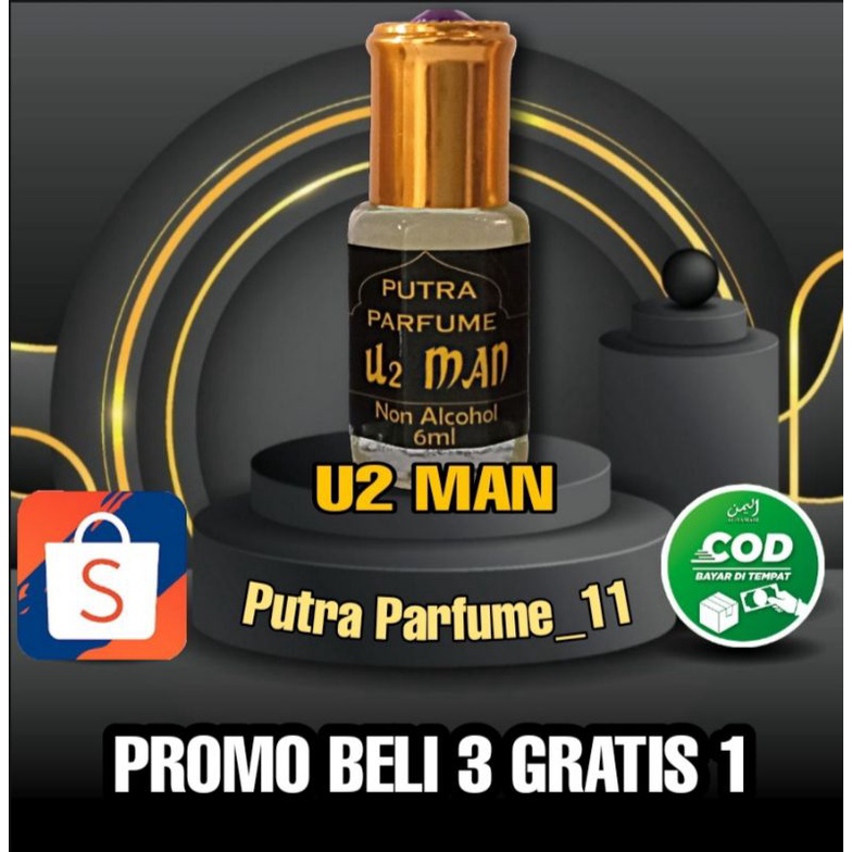 Jual Putra Parfume Non Alkohol 6 Ml Aroma U2 MAN Promo Beli 3 Gratis 1 | Shopee Indonesia