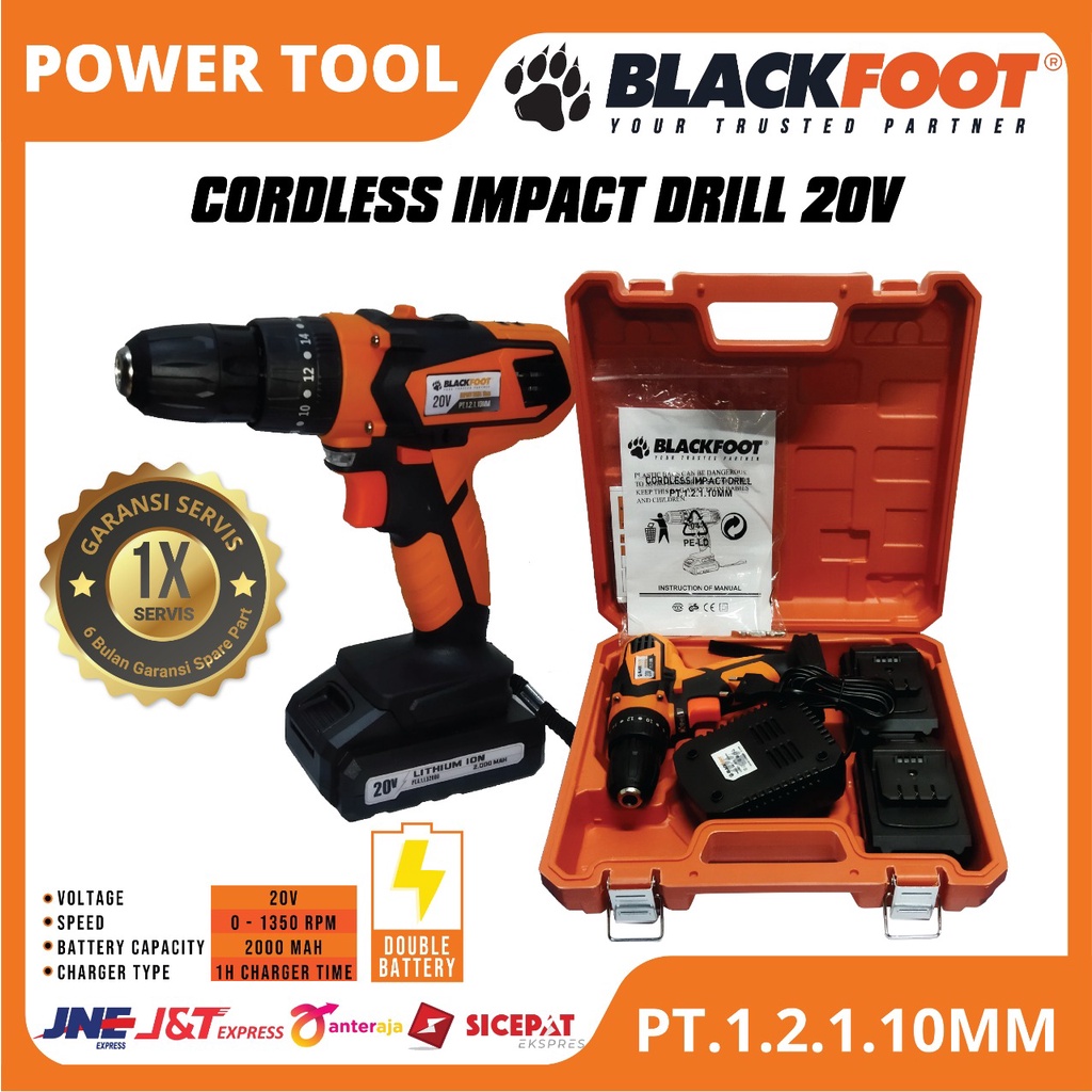Jual BLACKFOOT - Mesin Bor Tangan Tanpa Kabel Baterai Cordless Impact ...