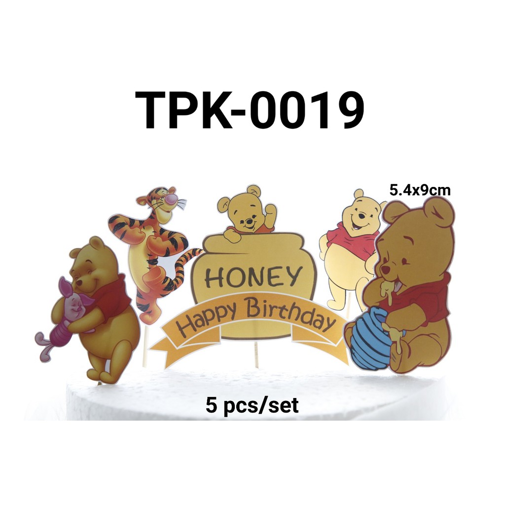 Jual TPK-0019 Cake topper kertas tusuk hiasan kue winnie the pooh | Shopee Indonesia