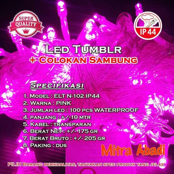 Jual Lampu Natal Hias LED Pink/Merah Muda Lurus + Colokan Sambung ...