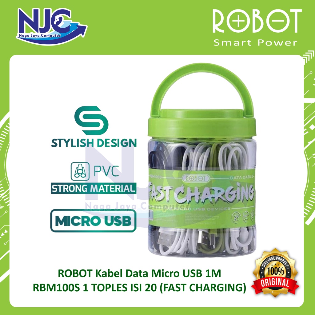 Jual ROBOT KABEL DATA MICRO USB RBM100S RBM100 2A 1M 100CM - 1 TOPLES | Shopee Indonesia