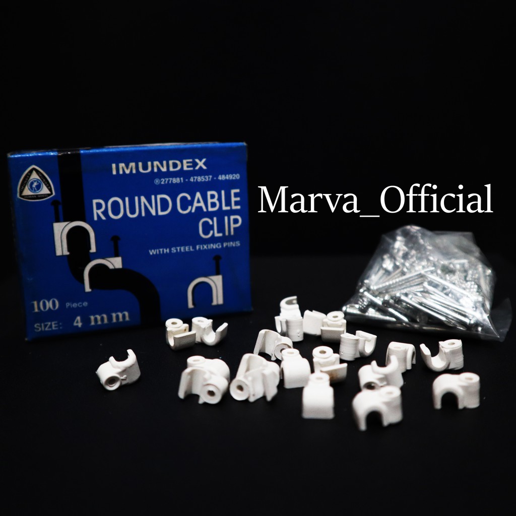 Jual IMUNDEX Klem kabel 4 6 7 8 mm klem dinding paku klem klip kabel ...