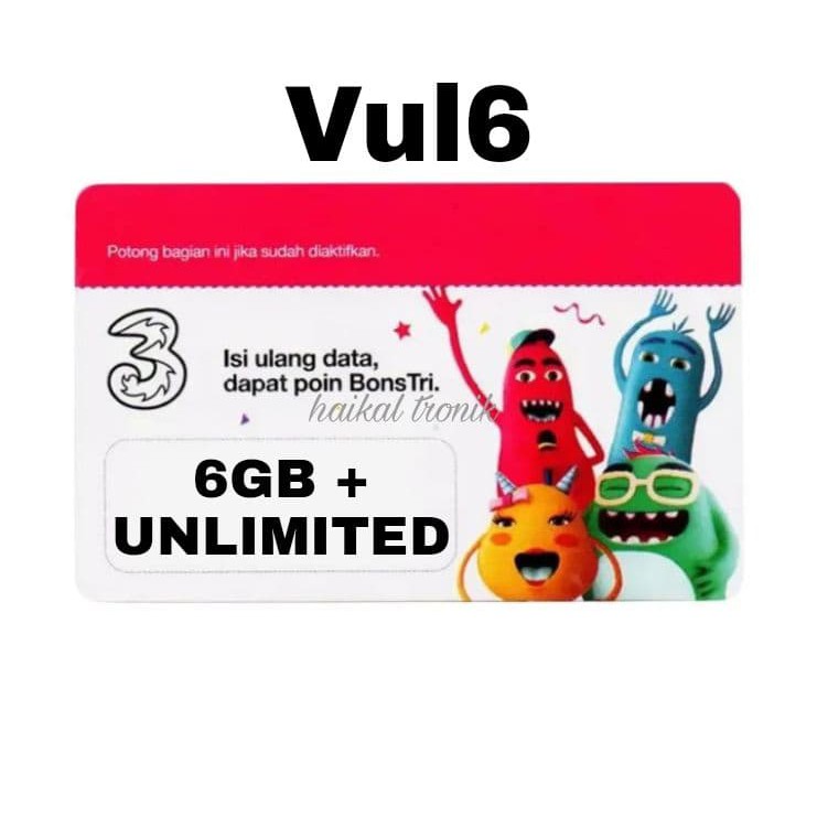 Jual Voucher kuota data TRI 6GB + UNLIMITED 30 Hari | Shopee Indonesia