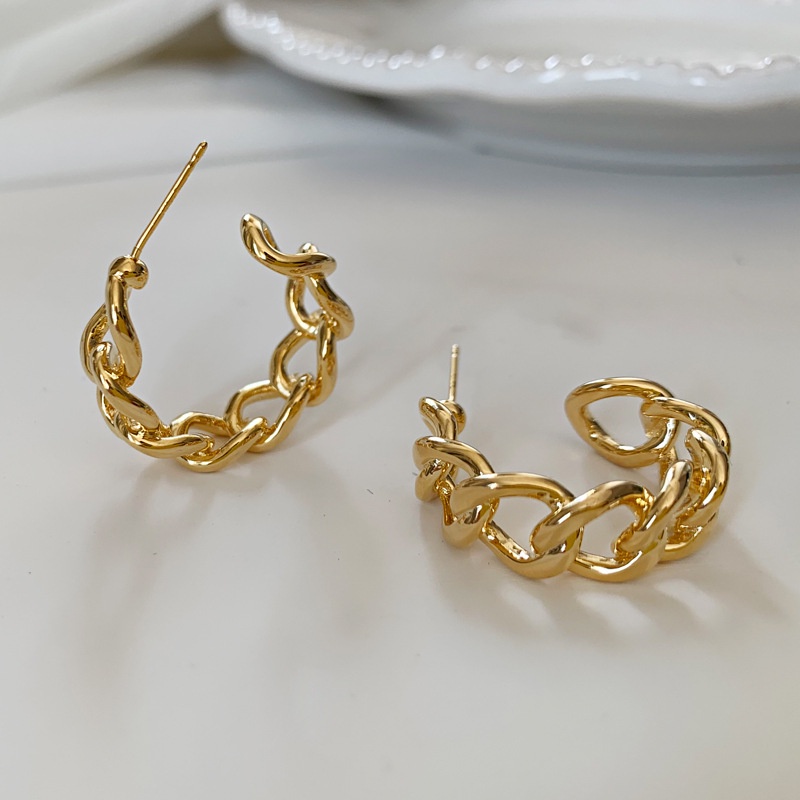 Jual Anting Stud Sterling Gold dan Silver / Desain Rantai Berongga ...