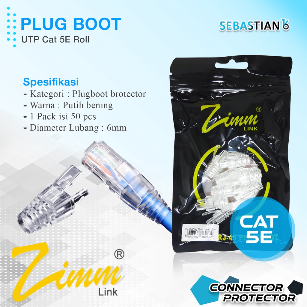 Jual Plug Boot Connector RJ45 FTP UTP Cat 5 Sarung Konektor Zimmlink ...