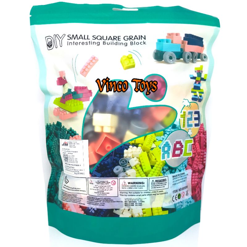Jual Mainan balok brick YERL-A Small Square Grain Building Block Pouch ...