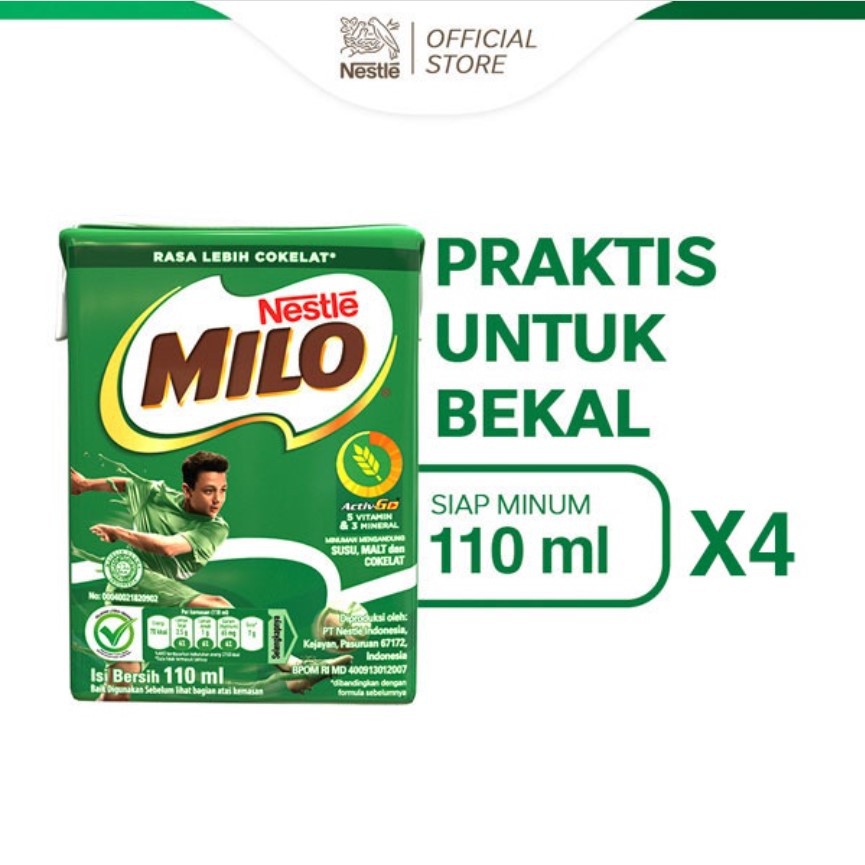 Jual Milo Activ-Go Minuman Mengandung Susu dan Cokelat UHT Multipack 110ml x4 | Shopee Indonesia