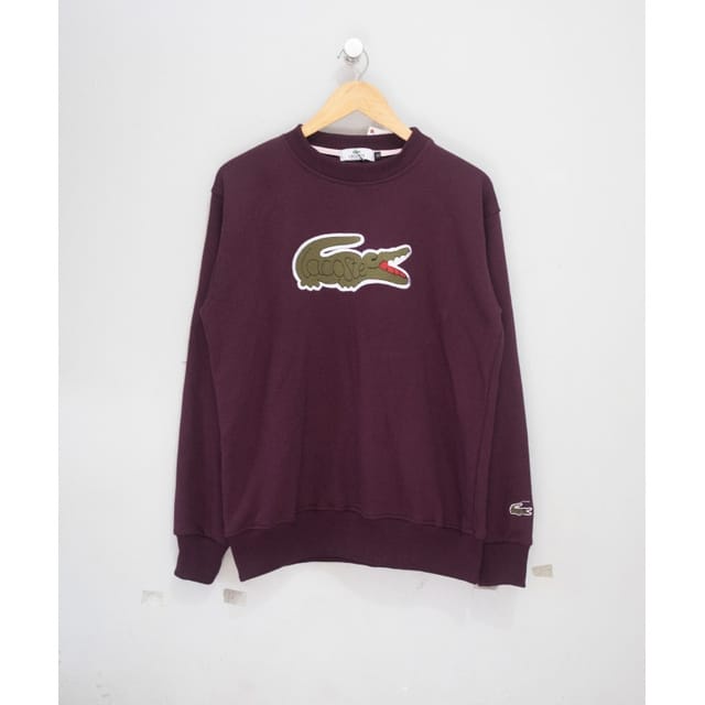 Jual CREWNECK LACOSTEE BIG FLOCK EMB COLLEGE L LOGO BORDIR MAROON ...