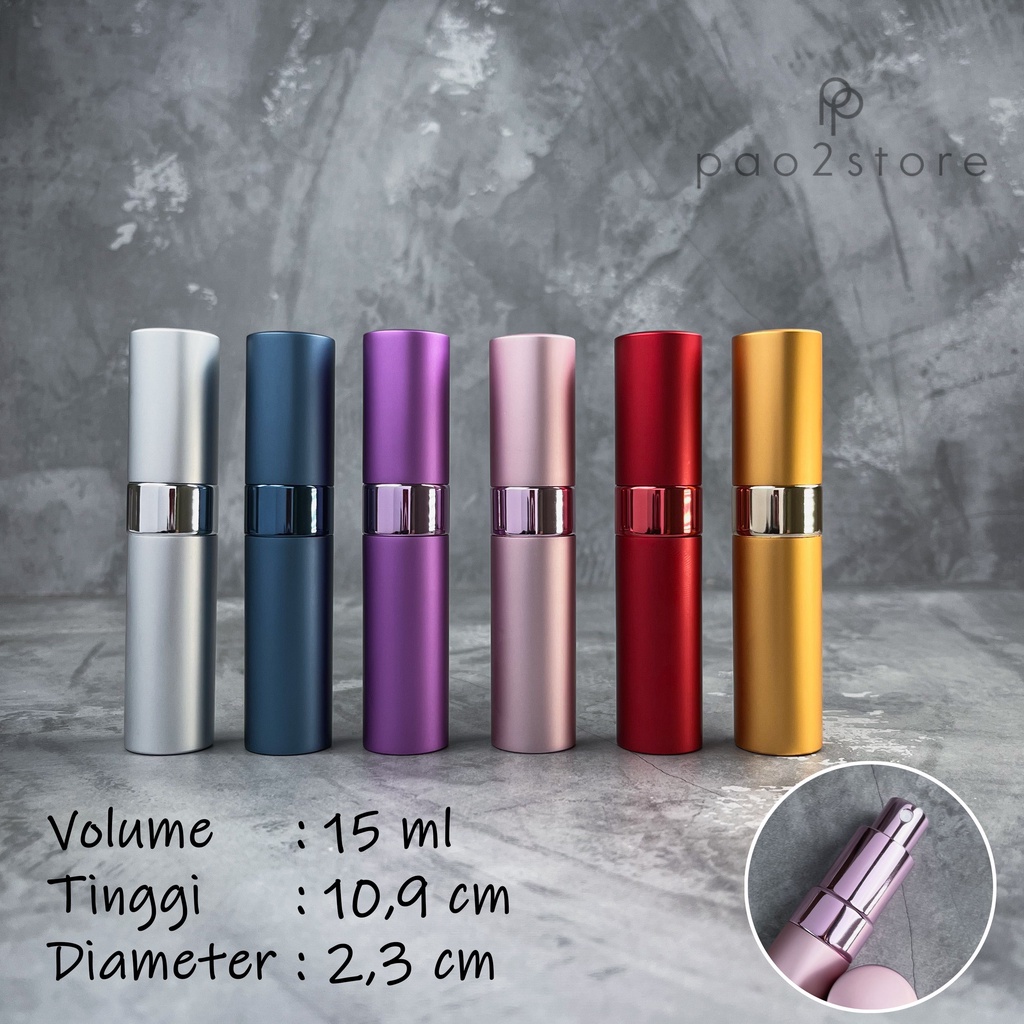 Jual Botol Parfum Travel Size 15ml Mini Spray - Botol Kaca Casing Metal ...