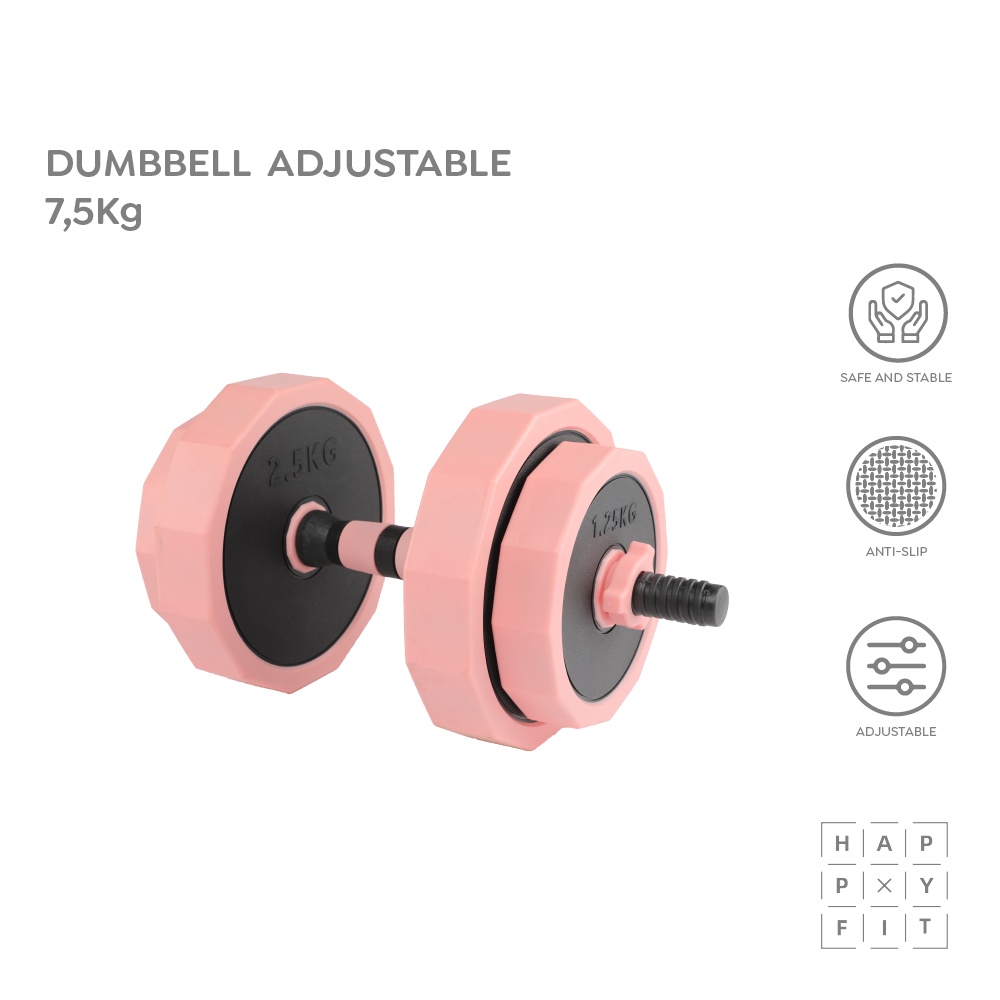 Jual HAPPYFIT - Adjustable Dumbbell 7,5 KG - Pink / Dumbell Lepas ...