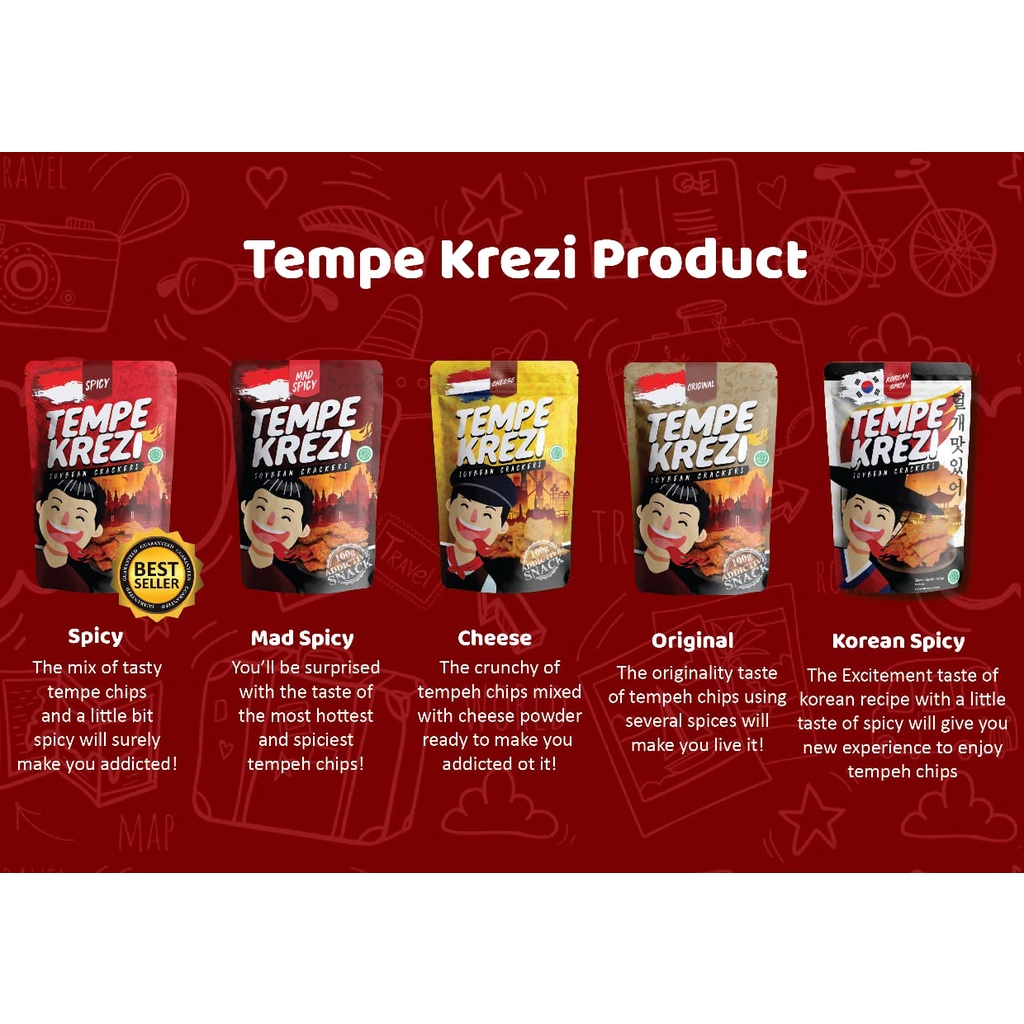 Jual Keripik Tempe Crispy KREZI Tempe Kemasan 100 gram dengan 5 Varian ...