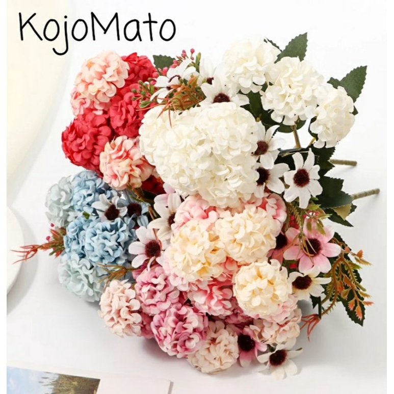 Jual B016 Buket Bunga Krisan Hydrangea Aster K15 Artificial bunga ...