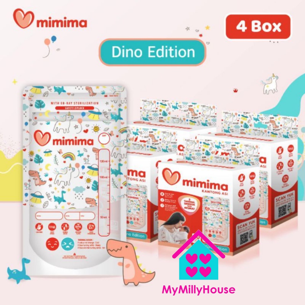 Jual MIMIMA DINO Kantong Asi 120ml / Breastmilk Storage / Asibag isi ...