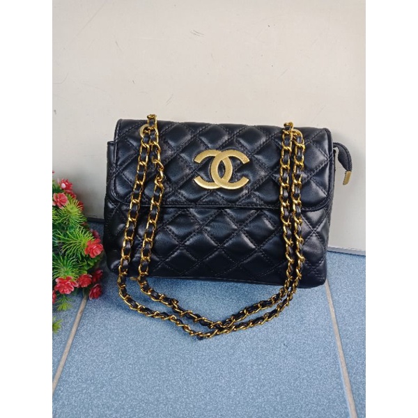 Jual SHOULDER RANTAI CHANEL HITAM FULL KULIT, TAS ALA CHANEL, PRELOVED ...