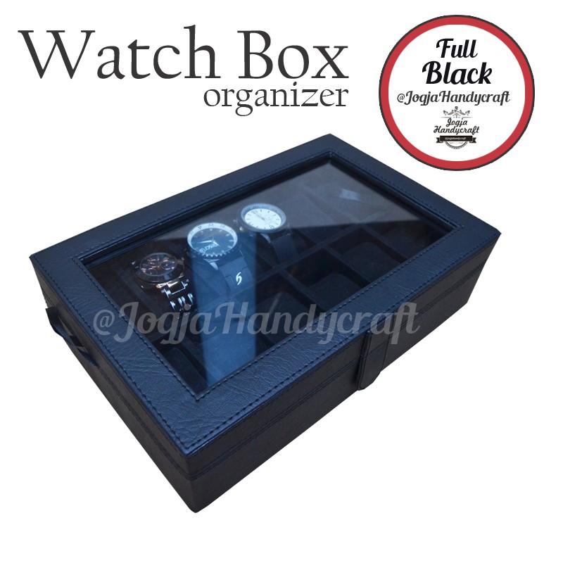 Jual Kotak Jam Tangan Isi 12 | Box Jam Tangan | Full Black Watch Box ...