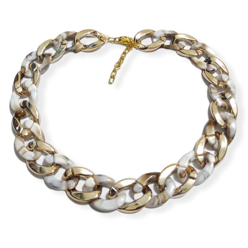 Jual Kalung Choker Retro Rantai Besar Pipih Style Chain Necklace Coker ...