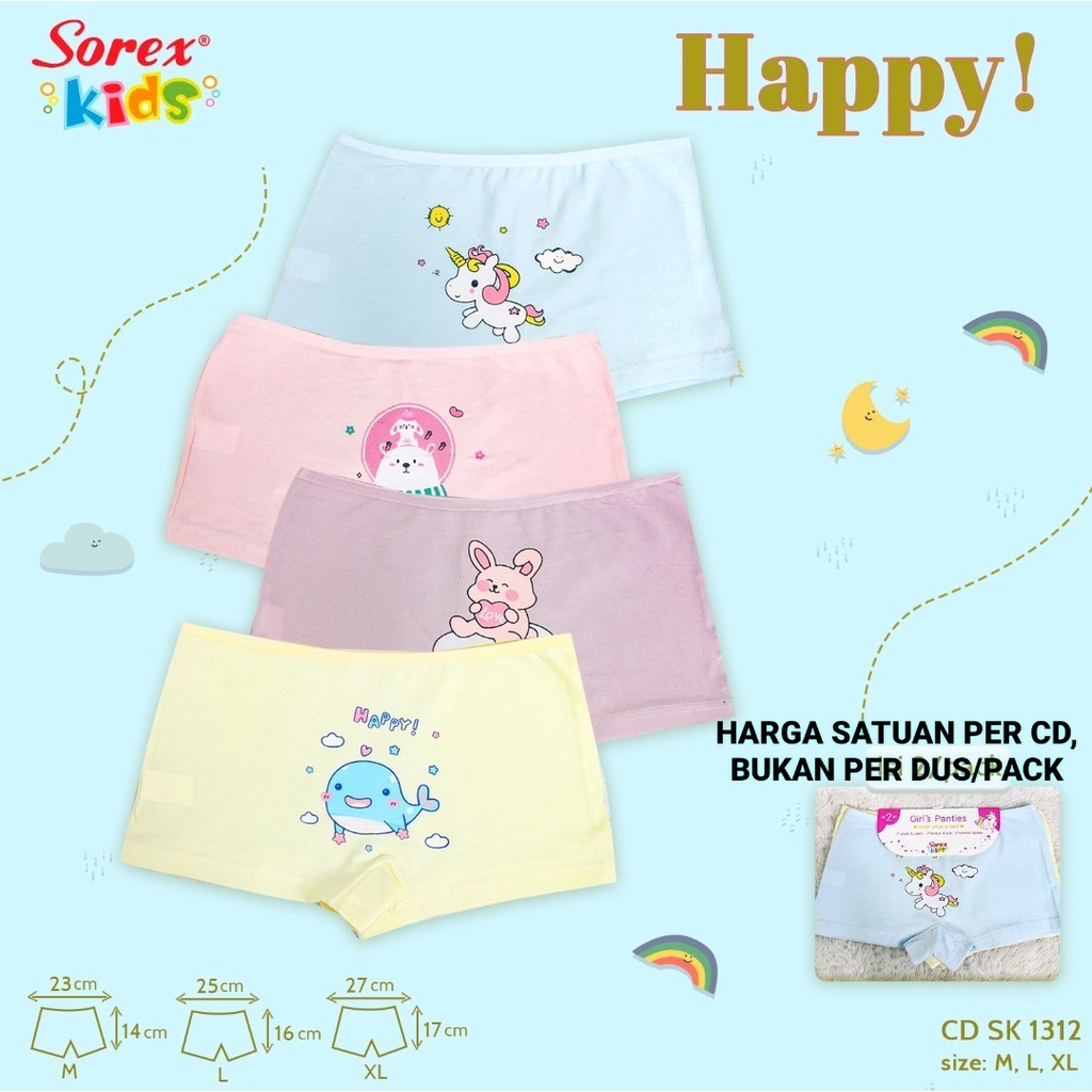 Jual SOREX KIDS GIRL SK 1312 HAPPY - CD CELANA DALAM BOXER ANAK PEREMPUAN | Shopee Indonesia