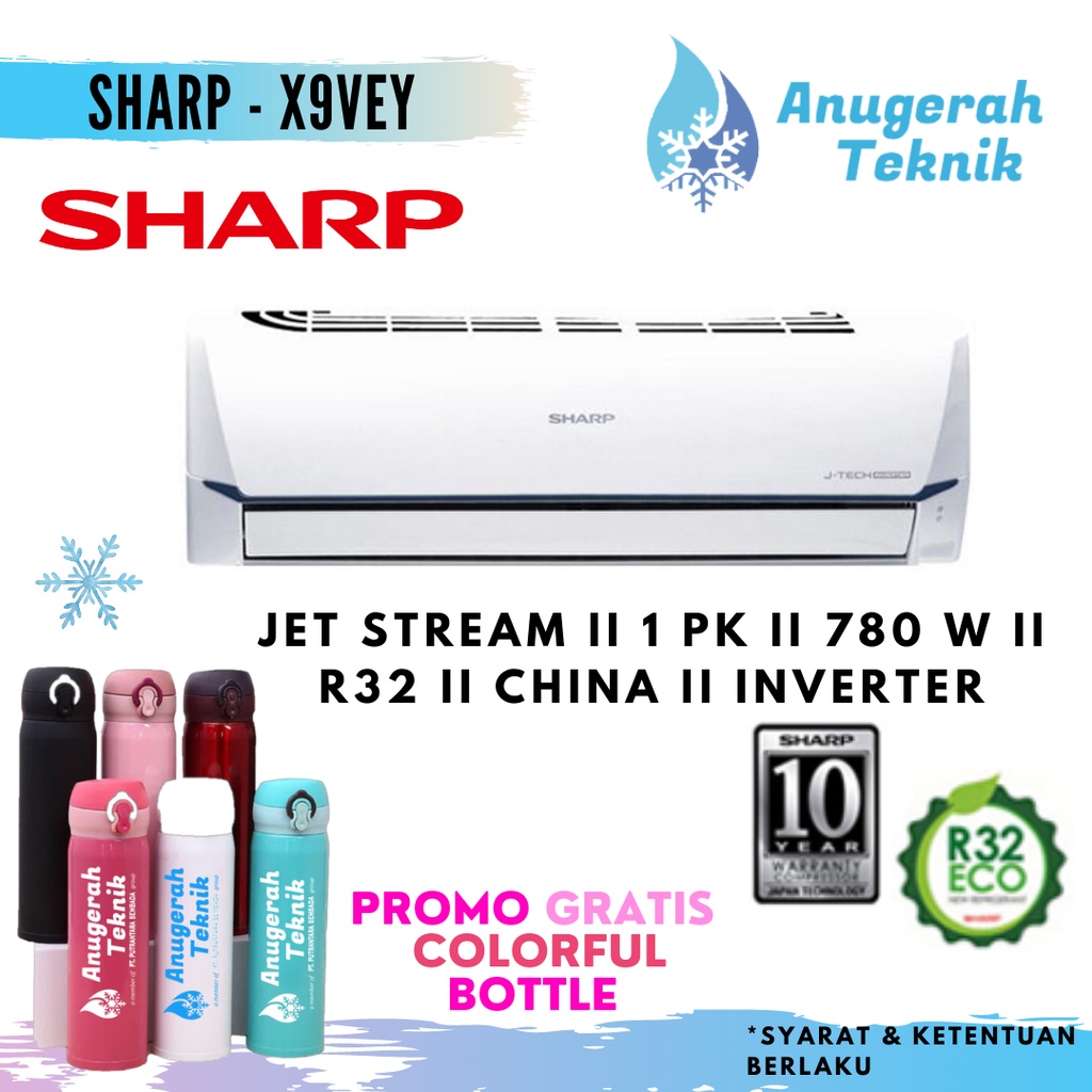 Jual AC SPLIT SHARP 1PK 1 PK R32 LOW WATT THAILAND INVERTER AH-X9VEY ...