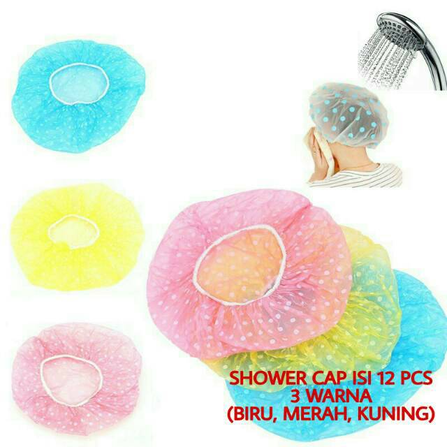 Jual SHOWER CAP PLASTIK POLKA DOT ISI 12 PCS ( LEBIH HEMAT ...