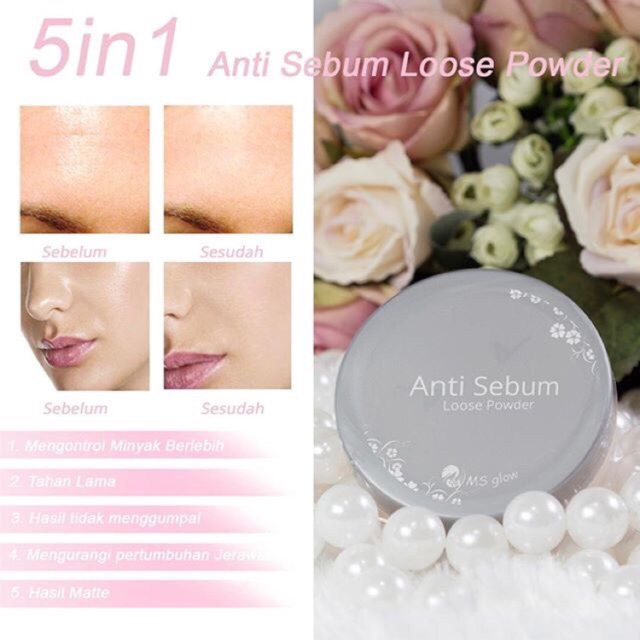 Jual [ORIGINAL] Anti Sebum Zero Sebum Loose Powder ms glow by cantik ...