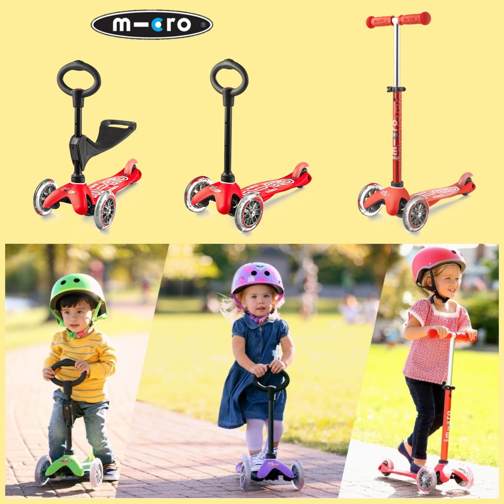 Jual Micro Scooter Minimicro 3in1 Deluxe Red Blue Skuter Mini Anak 1-5 ...