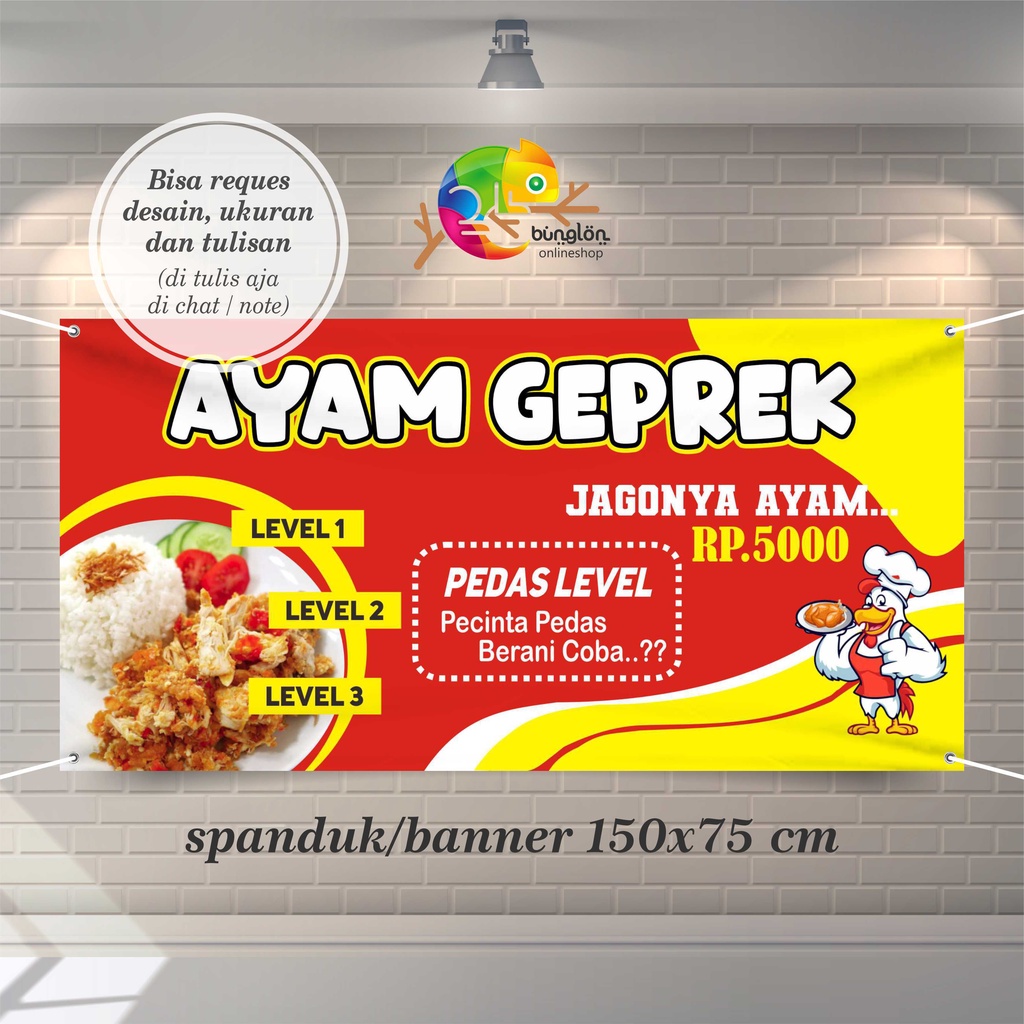 Jual Size 150x75 Spanduk, Banner Ayam Geprek Custom | Shopee Indonesia