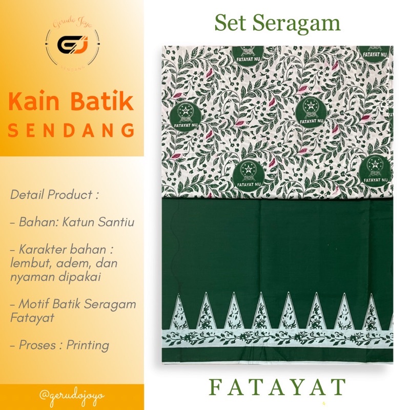 Jual Kain Batik Sendang Motif Set Seragam FATAYAT Atas Bawah Handmade ...