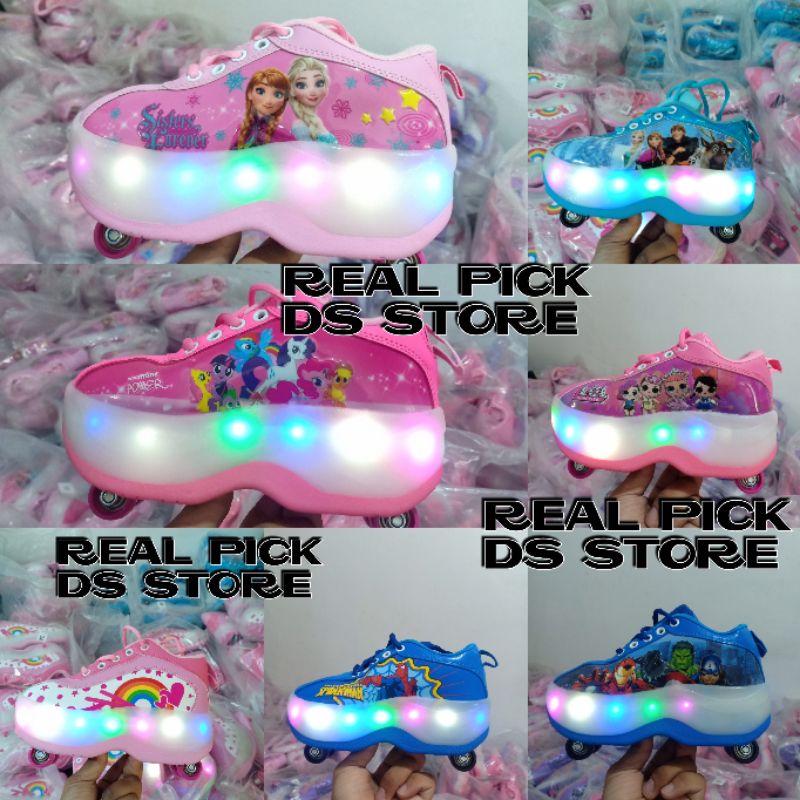 Jual sepatu roda 4 lol led / sepatu roda frozen led / sepatu roda ...