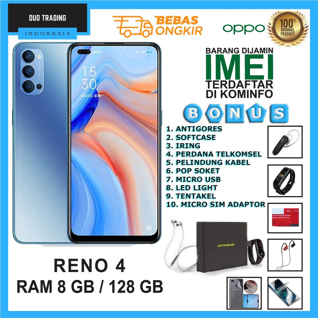 Jual OPPO RENO 4 RAM 8GB ROM128GB GARANSI RESMI OPPO INDONESIA | Shopee ...