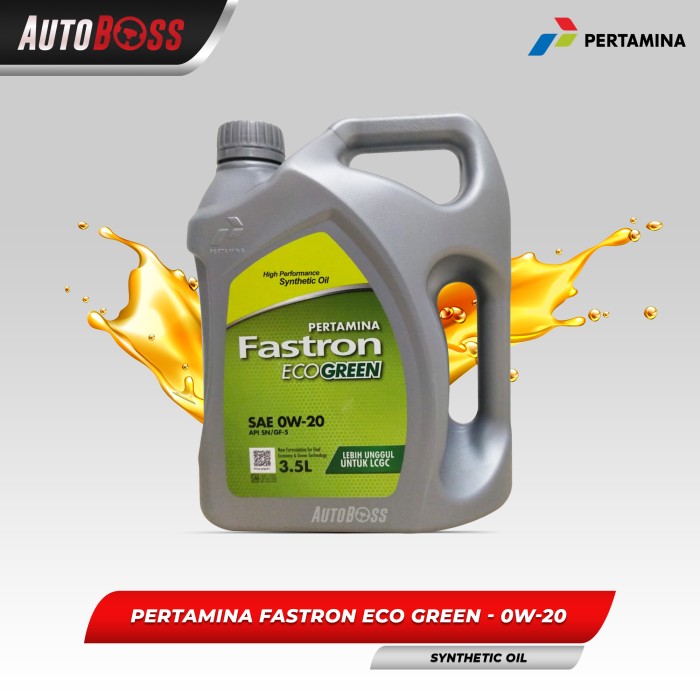 Jual Pertamina Fastron EcoGreen Eco Green Oli Mobil SAE 0W-20 0W20 API ...