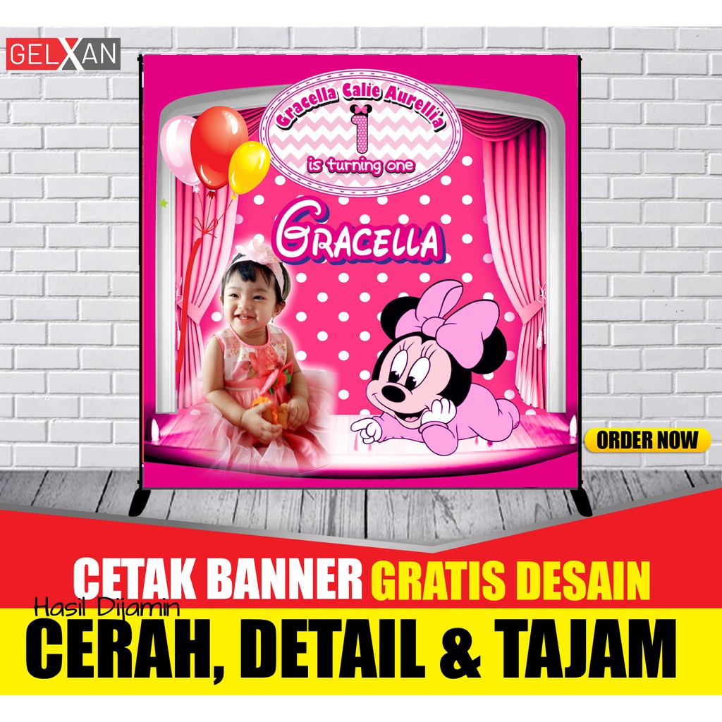 Jual Spanduk Ultah / Banner Ulang Tahun Tema minni mouse - hiasan ulang ...