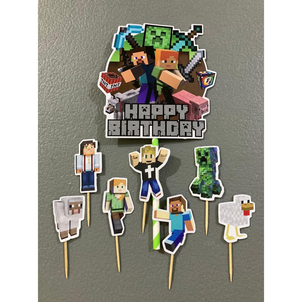 Jual cake topper minecraft - hiasan kue ulang tahun - topper minecraft ...