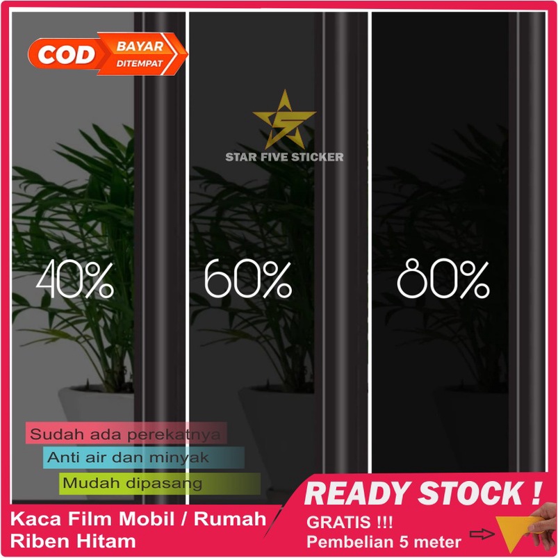 Jual KACA FILM RIBEN RAYBEN RYBEN HITAM ANTI GORES PREMIUM QUALITY UNTUK JENDELA RUMAH GEDUNG ...