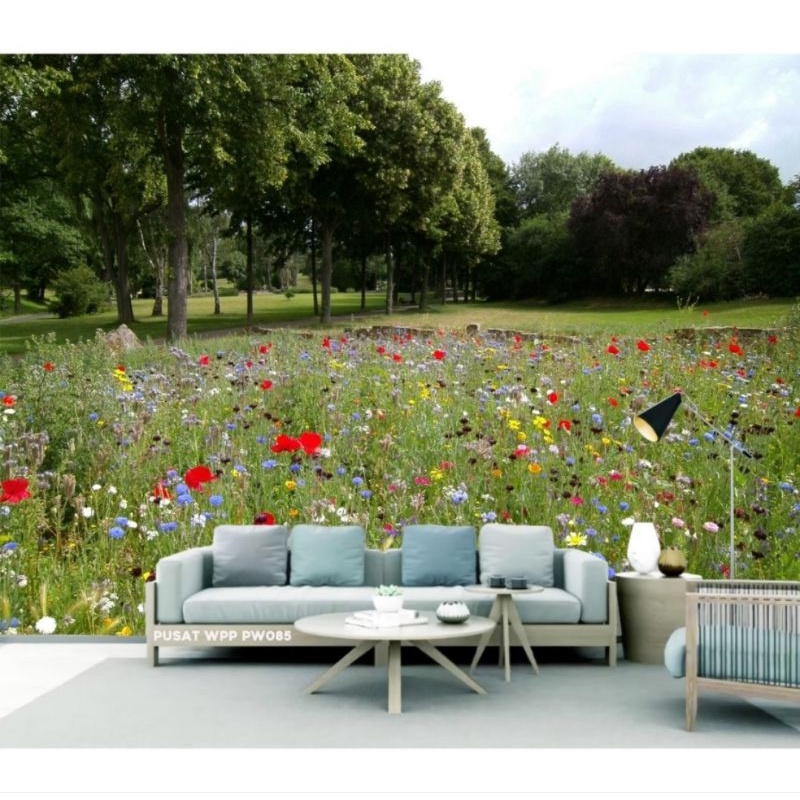 Jual Wallpaper Dekorasi dinding Ruang Tamu Motif Pemandangan hutan ...