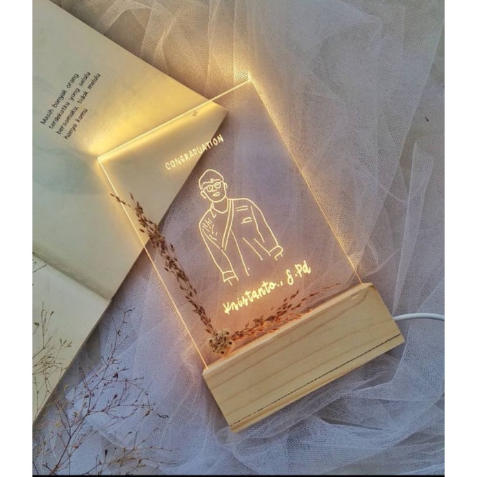 Jual Akrilik LED custom ukuran A6 hand lettering sehari langsung jadi ...