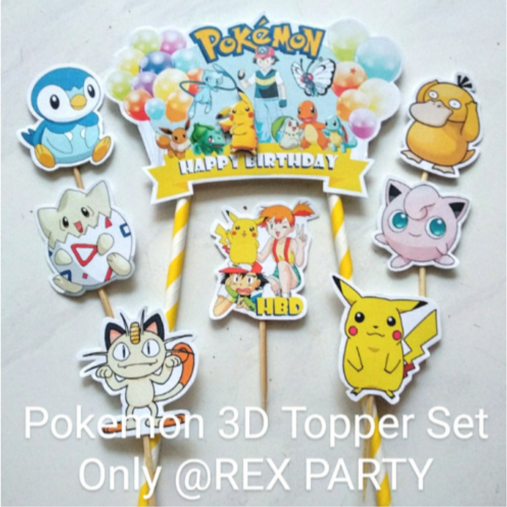 Jual Pokemon Cake Topper/Topper Kue Pokemon/3D Birthday Topper | Shopee ...