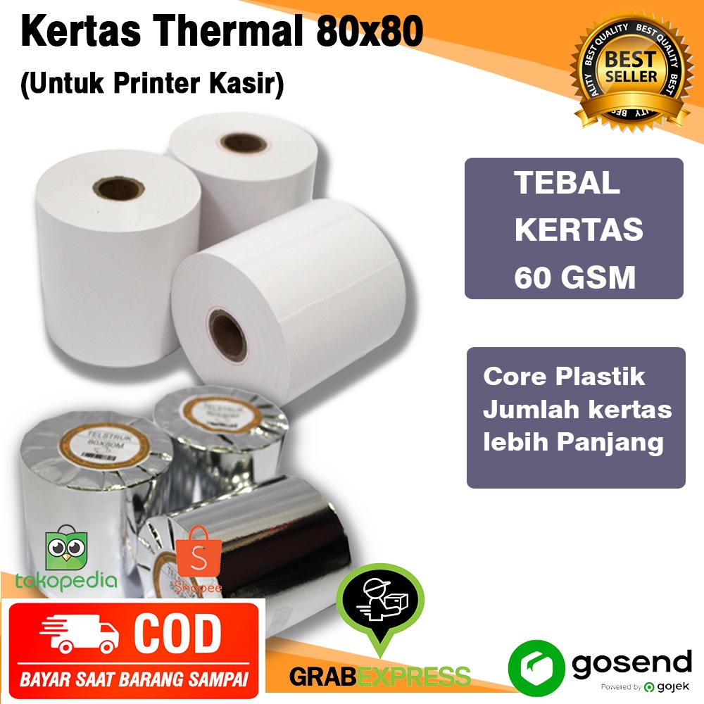 Jual Kertas kasir / kertas Thermal 80x80mm / Thermal Paper 80x80 ...