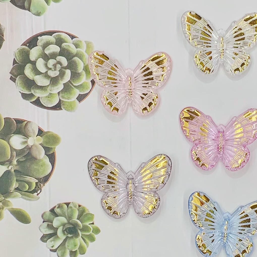 Jual 1 pcs Manik-manik Charm Kupu-kupu Besar Bening Transparan GOLD ...