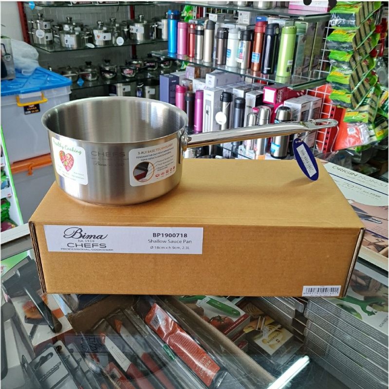 Jual BP1900718 Shallow Sauce Pan D18cm x H9cm Panci Bima Chefs SUS 304 ...