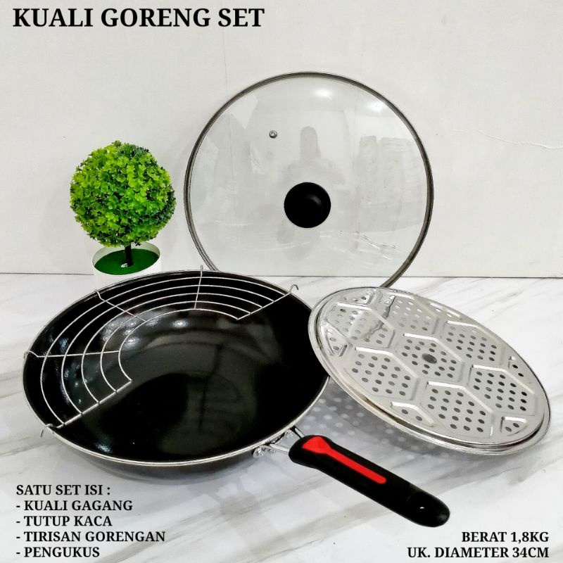 Jual KUALI GORENG SET PENGUKUS DAN TIRISAN GORENGAN | Shopee Indonesia