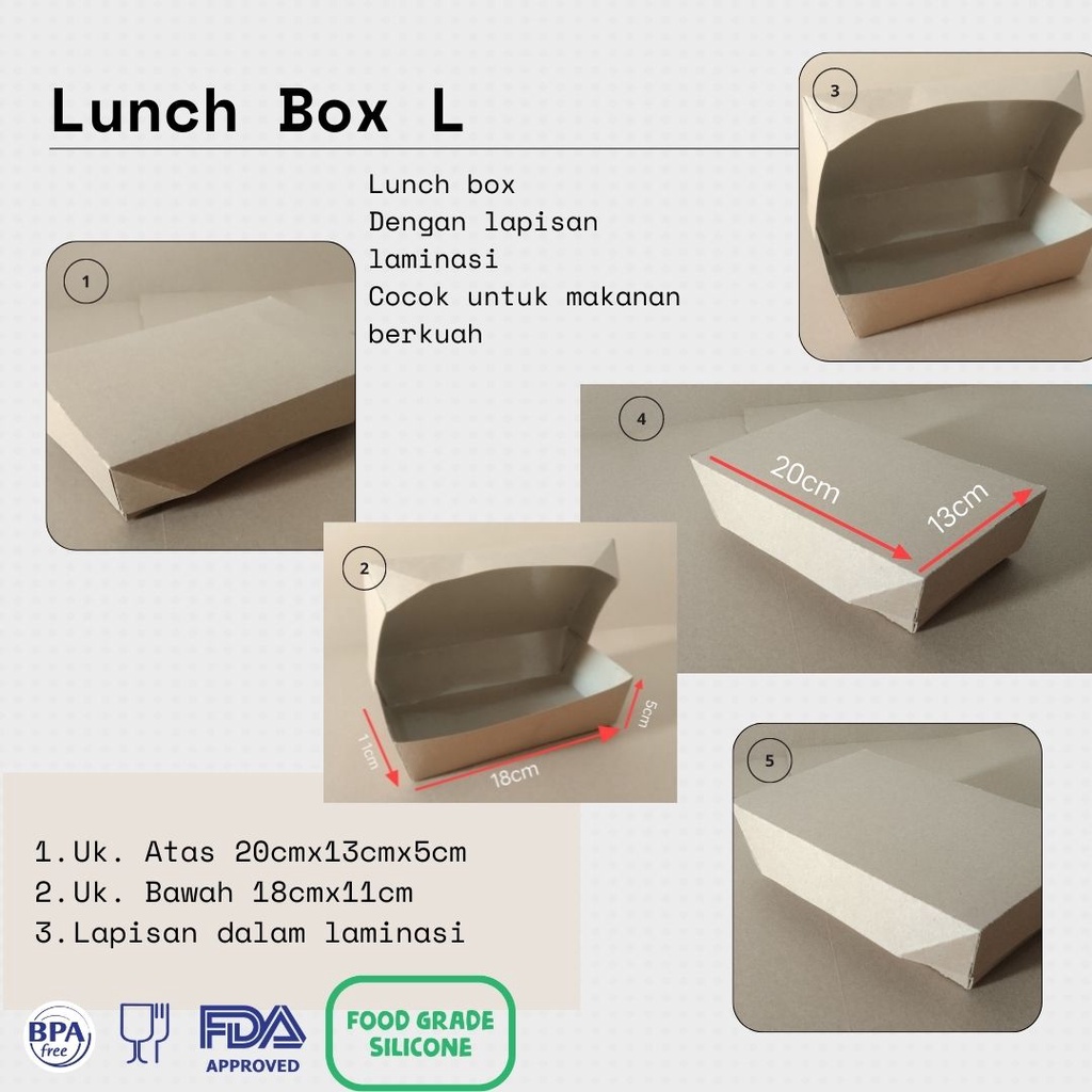 Jual Lunch box panjang/box kraft/kotak makan bahan kraft L/kotak makan ...