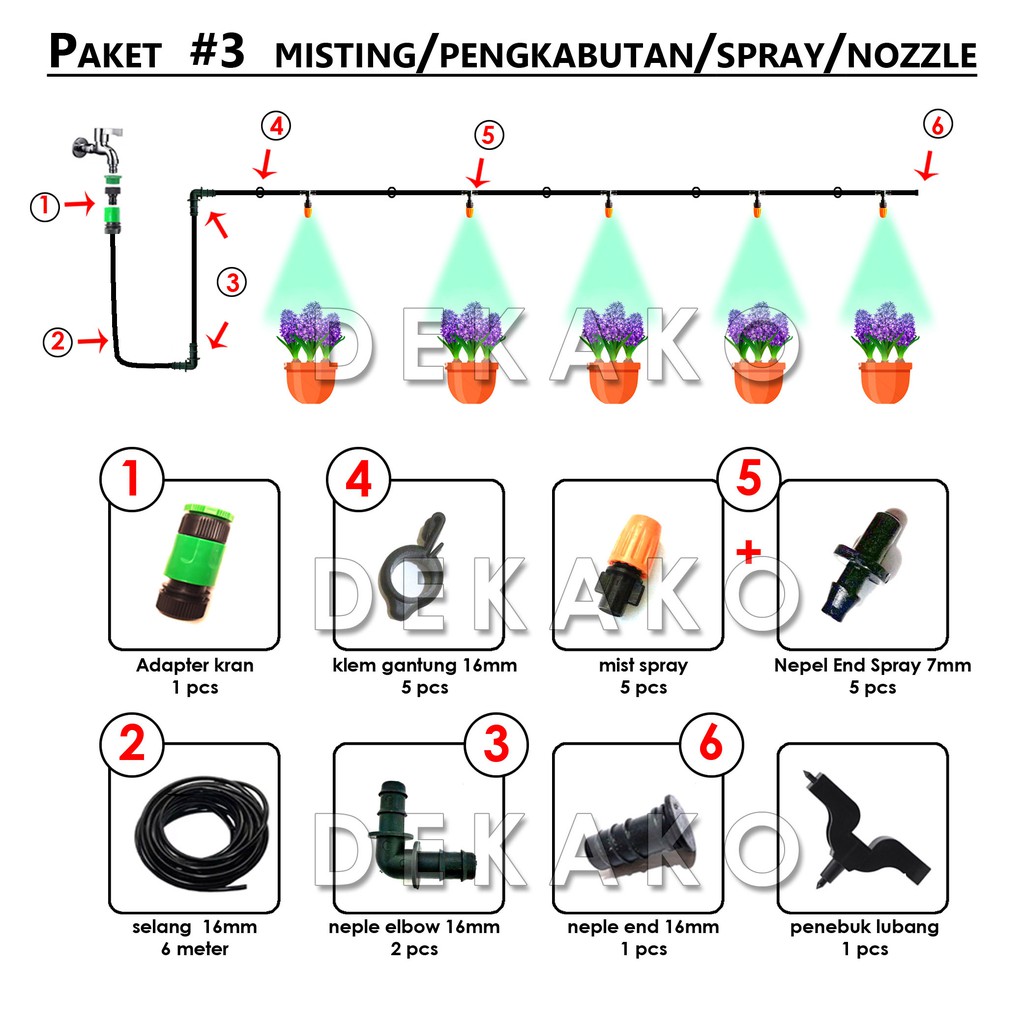 Jual Paket Irigasi mist spray kabut/pengkabutan/ spray/ nozzle | Shopee ...