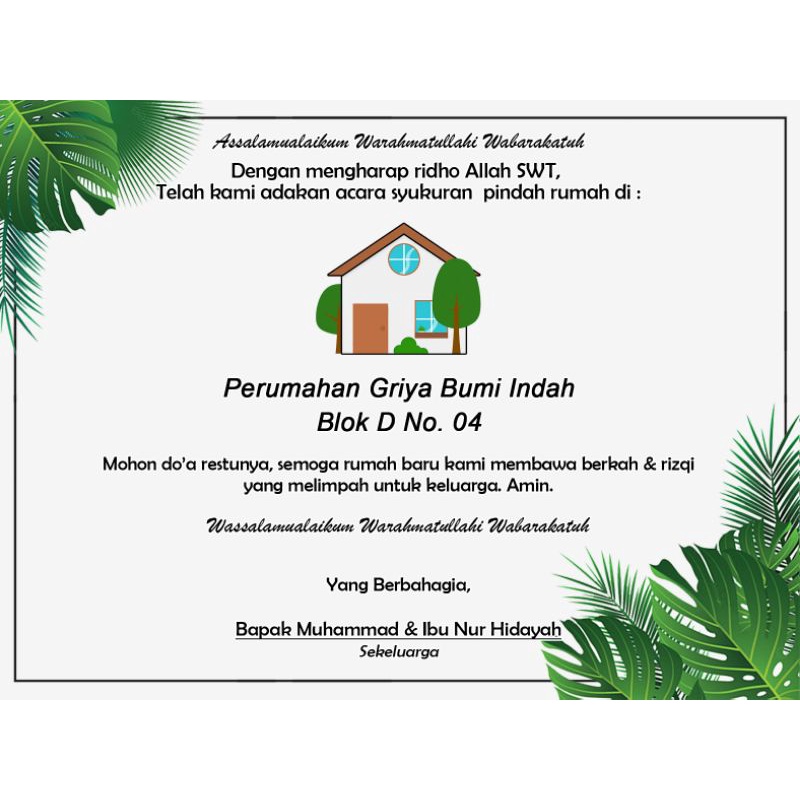 Jual Kartu Syukuran Pindah Rumah Tema Daun | Shopee Indonesia