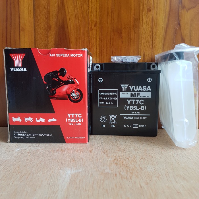 Jual AKI KERING ACCU YUASA YT7C YT7 12V 6AH (YB5L-B KERING) | Shopee Indonesia