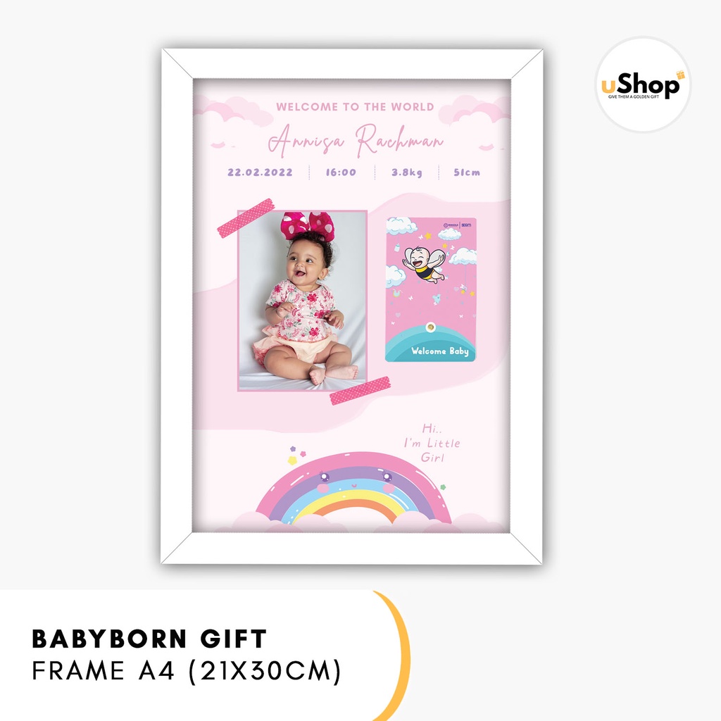 Jual Custom Foto Kado Lahiran Bayi Baby Born Gift Frame A4 | Kado Baby ...